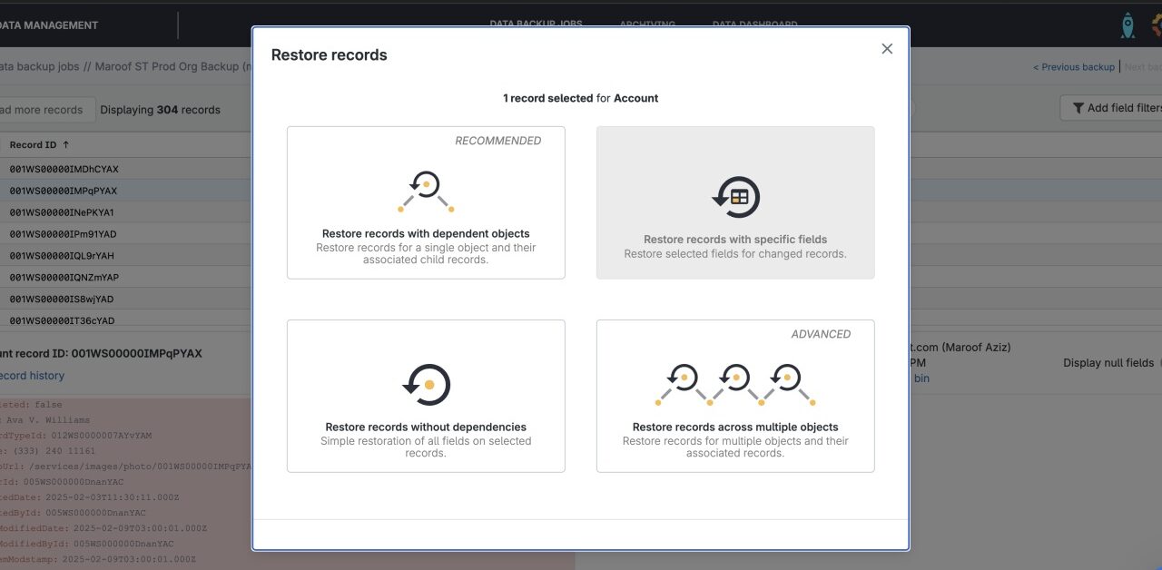Restoring from a Backup job | Gearset